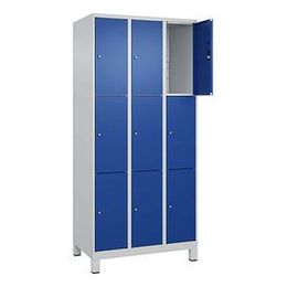 C+P CP Schließfachschrank Classic Plus enzianblau, lichtgrau 080010-303 S10003, 9 Schließfächer 90,0 x 50,0 x 195,0 cm