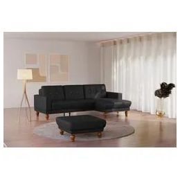 Sit & More Ecksofa SIT & MORE "Orient 5 V L-Form" Sofas Gr. B/H/T: 279cm x 90cm x 167cm, Kunstleder, Recamiere rechts, ohne Bettfunktion-ohne Bettkasten, schwarz mit Strass-Stein, wahlweise Bettfunktion und Bettkasten