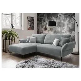 Ecksofa Inosign "Amarena L-Form" Sofas Gr. B/H/T: 286cm x 96cm x 178cm, Struktur, Recamiere links, Zierkissenfarbe 40 x 40cm: silber-Zierkissenfarbe 45 x 45cm: mint, grün (mint) inklusive Armlehnenverstellfunktion, 4x Zierkissen gratis