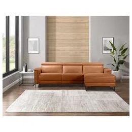 Ecksofa Places of Style "Lund, L-Form, 261cm" Sofas Gr. B/H/T: 261cm x 97cm x 179cm, Kunstleder, Recamiere rechts, manuelle Relaxfunktion auf Seite gegenüber der Recamiere, braun (cognac) mit man. o. elektr. Relaxfunktion und USB Kopfteilverstellg