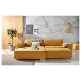 Ecksofa Inosign "Sapporo L-Form" Sofas Gr. B/H/T: 293cm x 78cm x 172cm, Luxus-Microfaser, Recamiere links, ohne Bettfunktion, gelb (mais) wahlweise Bettfunktion oder Sitztiefenverstellung, Federkern