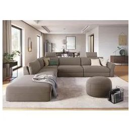 Sit & More Ecksofa SIT & MORE "Cadabra L-Form" Sofas Gr. B/H/T: 356cm x 80cm x 292cm, Soft clean, Ottomane links, grau (taupe) Breite 356 cm, mit Sitztiefenverstellung