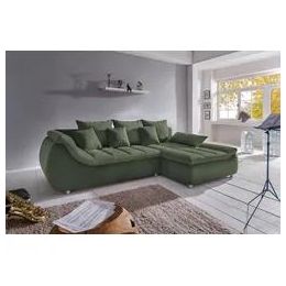 Ecksofa Inosign "Imola L-Form" Sofas Gr. B/H/T: 270cm x 90cm x 170cm, Struktur, Recamiere rechts, ohne Bettfunktion, grün (dunkelgrün) wahlweise mit Bettfunktion