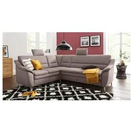 Sit & More Ecksofa SIT & MORE "Cardoso L-Form" Sofas Gr. B/H/T: 249cm x 90cm x 209cm, Flachgewebe, langer Schenkel rechts, mit Bettfunktion, grau (hellgrau) mit Federkern, wahlweise Bettfunktion und Schubkasten