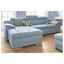 Sit & More Ecksofa SIT & MORE "Top Andiamo L-Form" Sofas Gr. B/H/T: 270cm x 93cm x 165cm, Struktur, Recamiere links, mit Bettfunktion, blau (hellblau) wahlweise mit Bettfunktion, inklusive Kopfteilverstellung