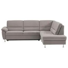 Ecksofa CALIZZA INTERIORS "Onyx L-Form" Sofas Gr. B/H/T: 257 cm x 90 cm x 196 cm, Samtoptik, Ottomane rechts, mit Bettfunktion und Bettkasten, grau (1011 fels) Ottomane links oder rechts, wahlweise mit Bettfunktion, Breite 257 cm