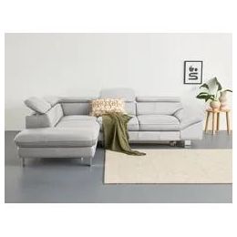 Ecksofa COTTA "Driver L-Form" Sofas Gr. B/H/T: 268cm x 73cm x 214cm, Luxus-Kunstleder, Ottomane links, mit Kopfteilverstellung-mit Bettfunktion und Bettkasten, weiß mit Kopfteilverstellung, wahlweise Bettfunktion