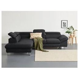 Ecksofa COTTA "Driver L-Form" Sofas Gr. B/H/T: 268cm x 73cm x 214cm, Luxus-Kunstleder, Ottomane links, mit Kopfteilverstellung-mit Bettfunktion und Bettkasten, schwarz mit Kopfteilverstellung, wahlweise Bettfunktion