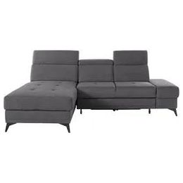 Ecksofa Inosign "Cardiz L-Form" Sofas Gr. B/H/T: 246 cm x 83 cm x 173 cm, Luxus-Microfaser Paris, Recamiere links, ohne Bettfunktion-ohne Bettkasten, grau inkl.Kopfteilverstellung und Federkern wahlweise mit Bettfunktion