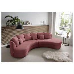 Ecksofa Inosign "Limoncello L-Form" Sofas Gr. B/H/T: 287cm x 76cm x 160cm, Cord, Ottomane rechts, Ottomane rechts, rot (koralle, rot) ergonomische Form