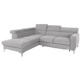 Ecksofa COTTA "Sammy L-Form" Sofas Gr. B/H/T: 242cm x 74cm x 207cm, Chenille, Ottomane links, mit Kopfteilverstellung, grau inklusive Kopfteilverstellung, wahlweise mit Bettfunktion