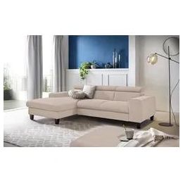 Ecksofa COTTA "Morven L-Form" Sofas Gr. B/H/T: 244cm x 72cm x 166cm, Flachgewebe, Recamiere links, ohne Bettfunktion-ohne Bettkasten-mit Ladestation-mit Kopfteilverstellung, beige (natural) Ecksofa Polstermöbel Sofas Inklusive Kopfteilverstellung, wahlweise mit Ladestation, Bettfunktion