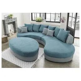 Ecksofa Inosign "Limoncello L-Form" Sofas Gr. B/H/T: 287cm x 76cm x 160cm, Cord, Ottomane rechts, Ottomane rechts, blau (aqua/petrol) ergonomische Form