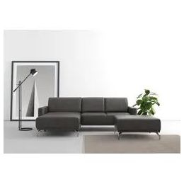 Sit & More Ecksofa SIT & MORE "Bailando L-Form" Sofas Gr. B/H/T: 251cm x 84cm x 163cm, Luxus-Microfaser mit Prägung, Recamiere links, ohne Kopfteilverstellung-ohne Vorziehsitz, grau (anthrazit) wahlweise mit Kopfteilverstellung und Vorziehsitz, motorisch