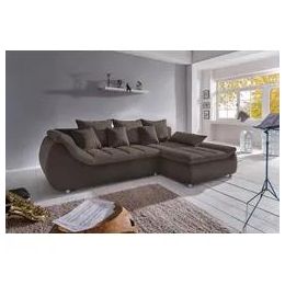 Ecksofa Inosign "Imola L-Form" Sofas Gr. B/H/T: 270cm x 90cm x 170cm, Struktur, Recamiere rechts, mit Bettfunktion, braun (dunkelbraun) wahlweise mit Bettfunktion