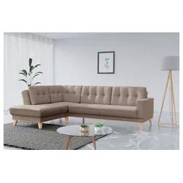 Sit & More Ecksofa SIT & MORE "Lavida L-Form" Sofas Gr. B/H/T: 298cm x 90cm x 198cm, Flachgewebe, Ottomane links, mit Kipper-mit Bettkasten-4 Rückenkissen-belastbar bis 660 kg, grau (taupe) wahlweise mit Kippfunktion und Bettkasten