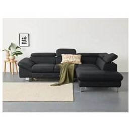 Ecksofa COTTA "Driver L-Form" Sofas Gr. B/H/T: 268cm x 73cm x 214cm, Luxus-Kunstleder, Ottomane rechts, mit Kopfteilverstellung-mit Bettfunktion und Bettkasten, schwarz mit Kopfteilverstellung, wahlweise Bettfunktion