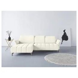 Ecksofa Inosign "Fresh L-Form" Sofas Gr. B/H/T: 281 cm x 79 cm x 185 cm, Olympia EASY CLEAN, mega-Recamiere links, mit Armteilverstellung-mit Kopfteilverstellung, weiß Federkern, wahlweise Kopfteilverstellung und motorischer Vorziehsitz