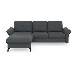 Ecksofa Places of Style "Calando L-Form", grau (dunkelgrau), B:258cm H:91cm T:165cm, 100% Polyester, Sofas, wahlweise mit Bettfunktion, Bettkasten und Armteilfunktion