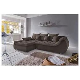 Ecksofa Inosign "Imola L-Form" Sofas Gr. B/H/T: 270cm x 90cm x 170cm, Struktur, Recamiere links, ohne Bettfunktion, braun (dunkelbraun) wahlweise mit Bettfunktion