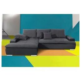 Ecksofa Inosign "Haiti II, L-Form" Sofas Gr. B/H/T: 276cm x 87cm x 180cm, Luxus-Kunstleder-Struktur, Recamiere links, Mit Kaltschaum-ohne Bettfunktion, schwarz (schwarz, pepper) Wahlweise mit Kaltschaum, Bett, Bettkasten