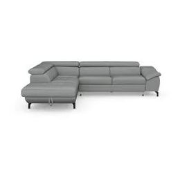 Ecksofa COTTA "Famous L-Form" Sofas Gr. B/T: 279cm x 228cm, Struktur grob, Armlehne rechts-Ottomane links, mit Bettfunktion-mit Bettkasten, grau in modernem Design