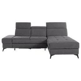 Ecksofa Inosign "Cardiz L-Form" Sofas Gr. B/H/T: 246 cm x 83 cm x 173 cm, Luxus-Microfaser Paris, Recamiere rechts, ohne Bettfunktion-ohne Bettkasten, grau inkl.Kopfteilverstellung und Federkern wahlweise mit Bettfunktion