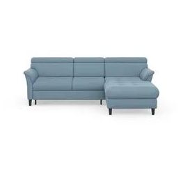 Sit & More Ecksofa SIT&MORE "Marano L-Form" Sofas Gr. B/T: 257 cm x 166 cm, Soft clean, mega-Recamiere rechts, mit Bettfunktion-mit Bettkasten-inklusive Kopfteilverstellung-Fußfarbe: matt schwarz, blau (hellblau) inklusive Kopfteilverstellung, wahlweise mit Bettfunktion, Bettkasten