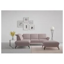 Sit & More Ecksofa SIT & MORE "Fashion L-Form" Sofas Gr. B/H/T: 250cm x 84cm x 207cm, Chenille, Ottomane links, mit Kopfteilverstellung, rosa (rose) wahlweise mit Kopfteilverstellung und Vorziehsitz, motorisch