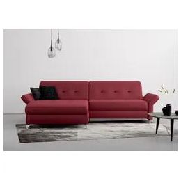 Ecksofa Inosign "Maredo L-Form" Sofas Gr. B/H/T: 284cm x 89cm x 179cm, Luxus-Microfaser weich, mega-Recamiere links, mit Kopfteilverstellung, mit Armteilfunktion, mit Vorziehsitz motorisch und mit Bettkasten, rot (bordeaux) Federkern, wahlweise auch mit Kopfteil- und Armlehnverstellung