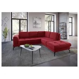 Sit & More Ecksofa SIT & MORE "Bendigo L-Form" Sofas Gr. B/H/T: 258cm x 87cm x 226cm, Samtoptik, Ottomane rechts, mit schwarzem Nickelfuß, rot inklusive Sitztiefenverstellung, Bodenfreiheit 15 cm, in 2 Fußfarben