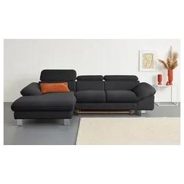 Ecksofa COTTA "Driver L-Form" Sofas Gr. B/H/T: 268cm x 73cm x 169cm, Luxus-Kunstleder, Recamiere links, mit Kopfteilverstellung-ohne Bettfunktion und Bettkasten, schwarz inkl. Kopfteilverstellung, wahlweise mit Bettfunktion