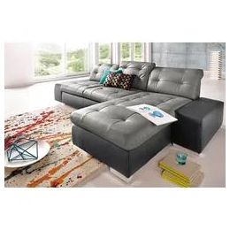 Sit & More Ecksofa SIT&MORE "Palomino L-Form" Sofas Gr. B/H/T: 284 cm x 84 cm x 109 cm, Kunstleder SOFTLUX-NaturLEDER, Recamiere rechts, mit Bettfunktion-XL, schwarz (schwarz, steingrau) wahlweise XL oder XXL und mit Bettfunktion