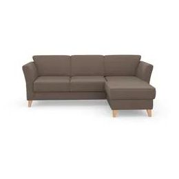 Sit & More Ecksofa SIT & MORE "Visby L-Form" Sofas Gr. B/H/T: 248cm x 87cm x 162cm, Luxus-Microfaser Paris, Recamiere rechts, ohne Bettfunktion-ohne Bettkasten, grau (taupe) Wahlweise mit Bettfunktion und Bettkasten, frei im Raum stellbar