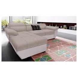 Ecksofa COTTA "Speedway L-Form" Sofas Gr. B/H/T: 265cm x 79cm x 102cm, Kunstleder SOFTLUX-Luxus-Microfaser, Recamiere links, mit Bettfunktion-mit Bettkasten-mit Kopfteilverstellung, braun (schlamm/schlamm) inklusive Kopfteilverstellung, wahlweise mit Bettfunktion + Bettkasten