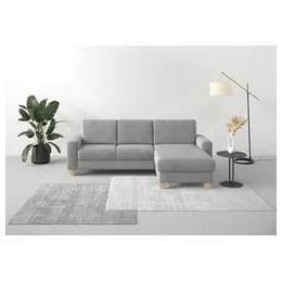 Ecksofa Home Affaire "Summer L-Form" Sofas Gr. B/H/T: 249 cm x 91 cm x 164 cm, Breitcord, Recamiere rechts, ohne Bettfunktion-ohne Bettkasten-mit Federkern, silberfarben (silber) mit Recamiere, oder ohne Bettfunktion und Bettkasten, Cord-Bezug