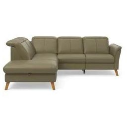 Sit & More Ecksofa SIT & MORE "Romero L-Form" Sofas Gr. B/H/T: 250cm x 91cm x 220cm, Luxus-Microfaser Lederoptik, Ottomane links, ohne Federkern-mit Kopfteilverstellung-ohne Bettfunktion-mit Stauraum-mit TV-motorisch, grün (olive) wahlweise mit oder ohne TV-Funktion, Bettfunktion, Bettkasten