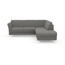 Sit & More Ecksofa SIT & MORE "Visby L-Form" Sofas Gr. B/H/T: 248cm x 87cm x 213cm, Struktur fein, Ottomane rechts, ohne Bettfunktion-ohne Bettkasten, grau Wahlweise mit Bettfunktion und Stauraum, frei im Raum stellbar