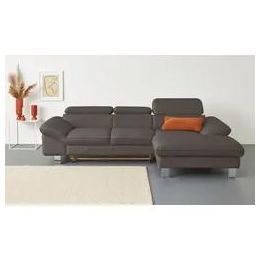 Ecksofa COTTA "Driver L-Form" Sofas Gr. B/H/T: 268 cm x 73 cm x 169 cm, NaturLEDER, Recamiere rechts, mit Kopfteilverstellung-mit Bettfunktion und Bettkasten, braun (cacao) inkl. Kopfteilverstellung, wahlweise mit Bettfunktion