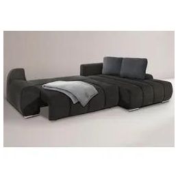 Ecksofa Inosign "Bono L-Form" Sofas Gr. B/H/T: 291cm x 90cm x 174cm, Luxus-Microfaser ALTARA NUBUCK, Recamiere rechts, mit Bettfunktion, schwarz (schwarz, grau) wahlweise mit Bettfunktion