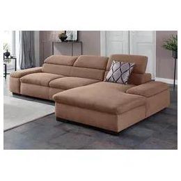 Ecksofa Home Affaire "Alberto L-Form", braun, B:286cm H:73cm T:174cm, 100% Polyester, Luxus-Microfaser ALTARA NUBUCK (100% Polyester), Luxus-Microfaser weich (90% Polyester, 10% Polyamid), Microfaser Antiklederoptik, Sofas, mit Kopfteilverstellung, wahlweise mit Bettfunktion