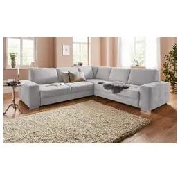 Sit & More Ecksofa SIT & MORE "Santorini L-Form" Sofas Gr. B/H/T: 276cm x 82cm x 271cm, Luxus-Microfaser, langer Schenkel links, mit Sitztiefenverstellung, silberfarben (silber) mit Federkern und Sitztiefenverstellung, wahlweise Bettfunktion