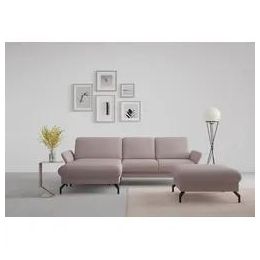 Sit & More Ecksofa SIT & MORE "Fashion L-Form" Sofas Gr. B/H/T: 253cm x 84cm x 165cm, Chenille, Recamiere links, mit Kopfteilverstellung-mit Metallfuesse schwarz matt, rosa (rose) wahlweise mit Kopfteilverstellung und Vorziehsitz, motorisch