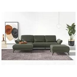 Ecksofa Inosign "Coco L-Form" Sofas Gr. B/H/T: 284 cm x 88 cm x 196 cm, Feincord, mega-Recamiere links, ohne Sitztiefenverstellung-ohne Armteilverstellung-ohne Kopfteilverstellung-ohne Federkern, grün (olive) Sitztiefen-, Arm- und Kopfteilverstellung, Cord-Bezug, Fußhöhe 15 cm