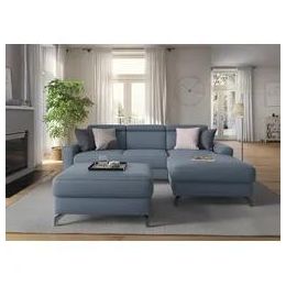 Sit & More Ecksofa SIT & MORE "Scarlett L-Form" Sofas Gr. B/T: 258cm x 172cm, Luxus-Microfaser ALTARA NUBUCK, Recamiere rechts, Kopfteilverstellung, blau (hellblau) inklusive Kopfteilverstellung, wahlweise mit Bettfunktion, Bettkasten