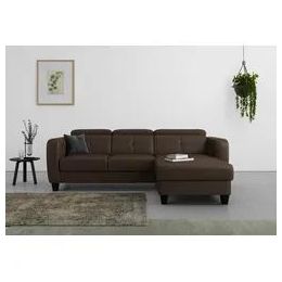 Sit & More Ecksofa SIT & MORE "Belluci L-Form" Sofas Gr. B/H/T: 247cm x 85cm x 170cm, Luxus-Microfaser Florence, Recamiere rechts, ohne Bettfunktion-ohne Bettkasten, braun (mocca) inklusive Federkern, wahlweise mit Bettfunktion und Bettkasten