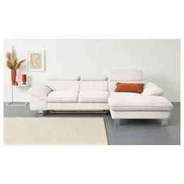 Ecksofa COTTA "Driver L-Form" Sofas Gr. B/H/T: 268cm x 73cm x 169cm, Luxus-Kunstleder, Recamiere rechts, mit Kopfteilverstellung-ohne Bettfunktion und Bettkasten, weiß inkl. Kopfteilverstellung, wahlweise mit Bettfunktion