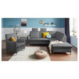 Sit & More Ecksofa SIT & MORE "Daytona L-Form" Sofas Gr. B/H/T: 236cm x 93cm x 214cm, Luxus-Microfaser ALTARA NUBUCK, Ottomane rechts, mit Bettfunktion-mit Stauraum, grau (steel) mit Federkern, zwei Kopfstützen und wahlweise Bettfunktion