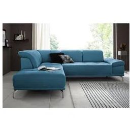 Ecksofa Places of Style "Caluna L-Form" Sofas Gr. B/H/T: 262cm x 97cm x 233cm, Struktur flausch, langer Schenkel rechts, blau (azur) mit Sitztiefen- und Kopfteilverstellung (5fach)