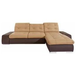 Sit & More Ecksofa SIT&MORE "Palomino L-Form" Sofas Gr. B/H/T: 284 cm x 84 cm x 109 cm, Kunstleder SOFTLUX-NaturLEDER, Recamiere rechts, ohne Bettfunktion-XL, braun (mokka, cappuccino) wahlweise XL oder XXL und mit Bettfunktion